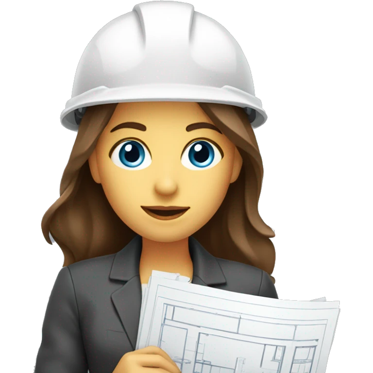 woman profession architect holding blueprints. She has beautiful blue ...