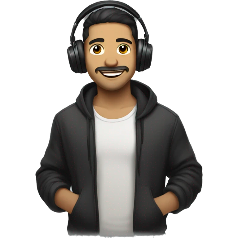 streamer man with headphones dark short hair happy emoji | AI Emoji ...