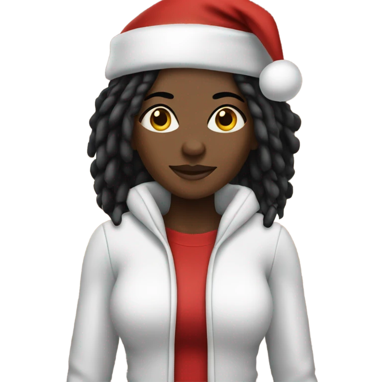 Black female santa with black dreadlocks emoji | AI Emoji Generator