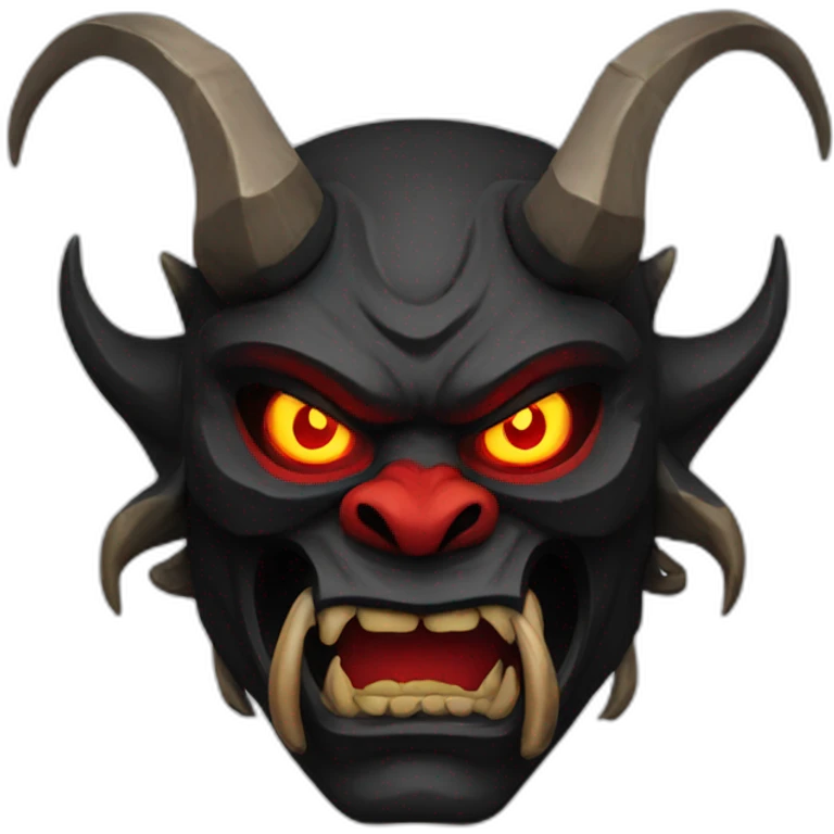 oni mask, black, very detailed, big horns, red eyes emoji | AI Emoji ...