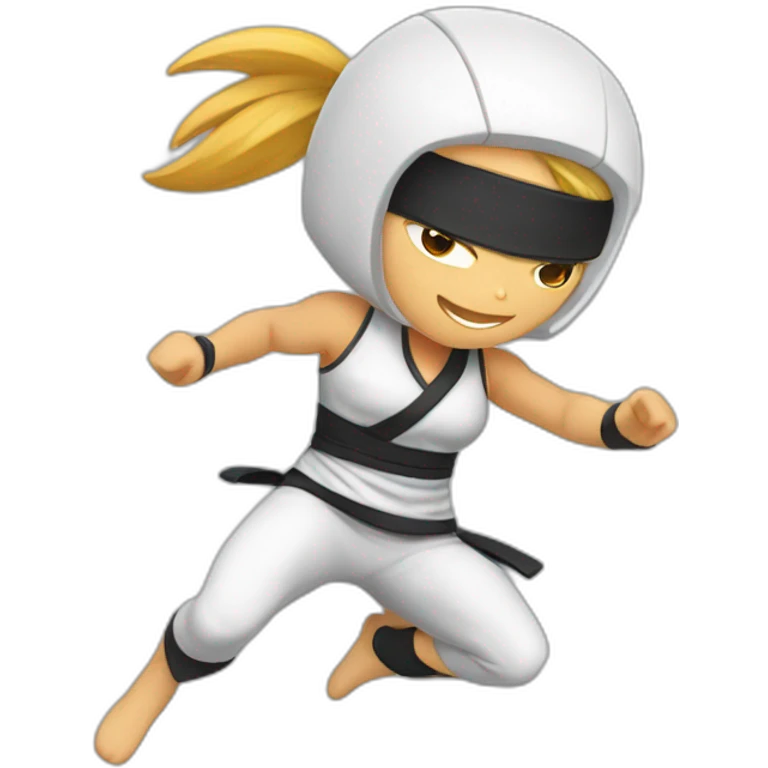 Female White Ninja Warrior Athlete jumping emoji | AI Emoji Generator
