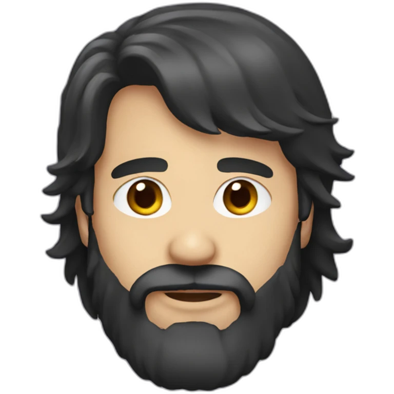 Dark hair mullet and beard emoji | AI Emoji Generator