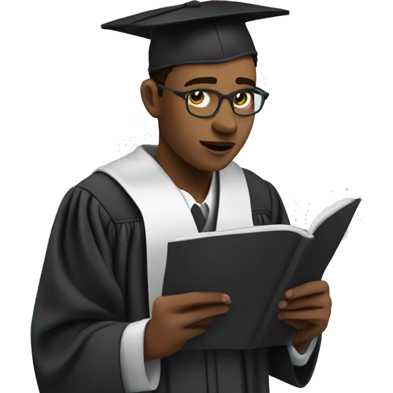 Young college graduate taking notes while looking up emoji | AI Emoji ...