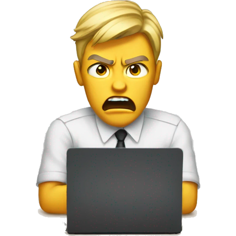 Work in front of PC with anger emoji | AI Emoji Generator