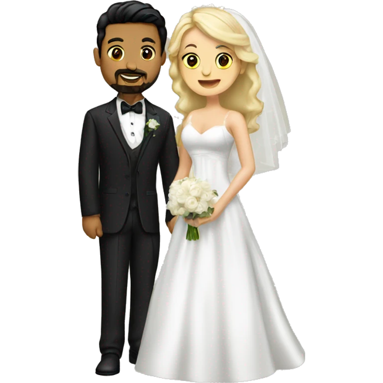 wedding couple groom has goatee and black hair. bride has blonde hair ...