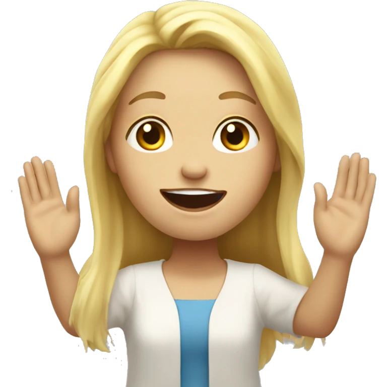 Blonde girl praising the lord emoji | AI Emoji Generator