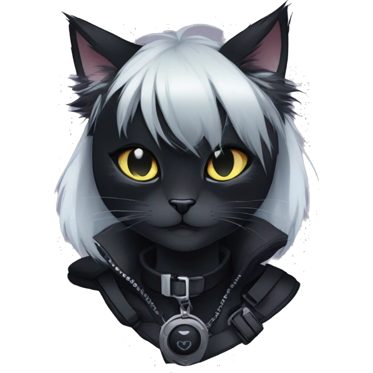 Gorgeous furry dark techwear anime style anthro black cat furry sona ...