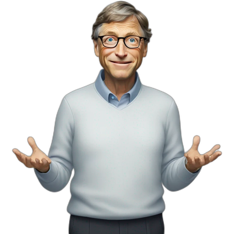bill gates standing with open hands emoji | AI Emoji Generator