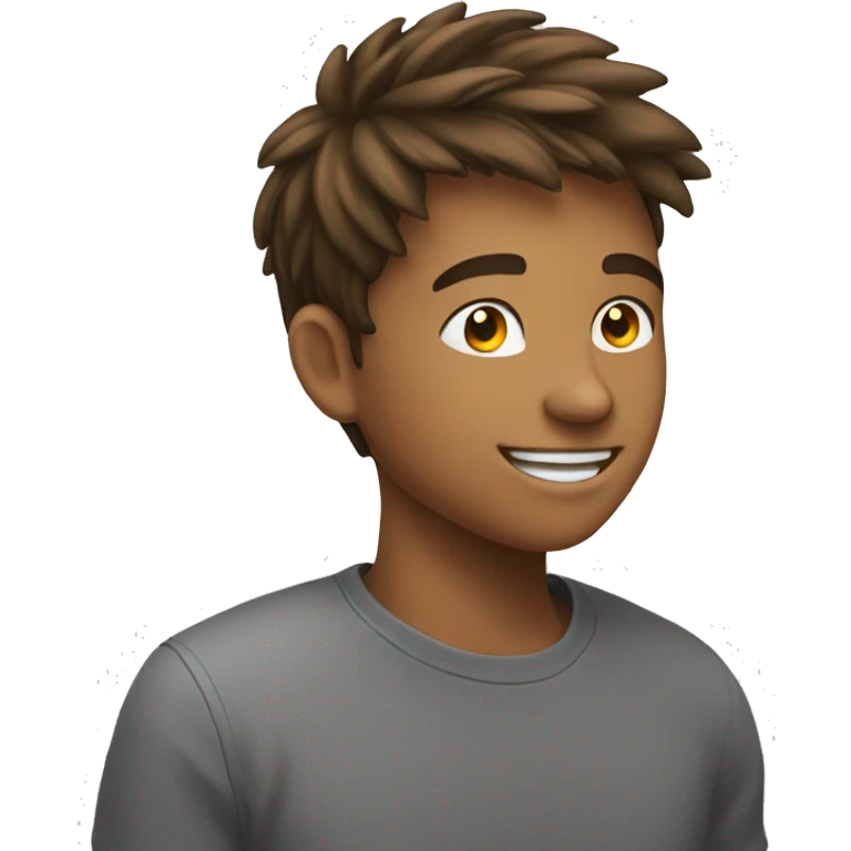 a teen boy smiling emoji from side profile emoji | AI Emoji Generator