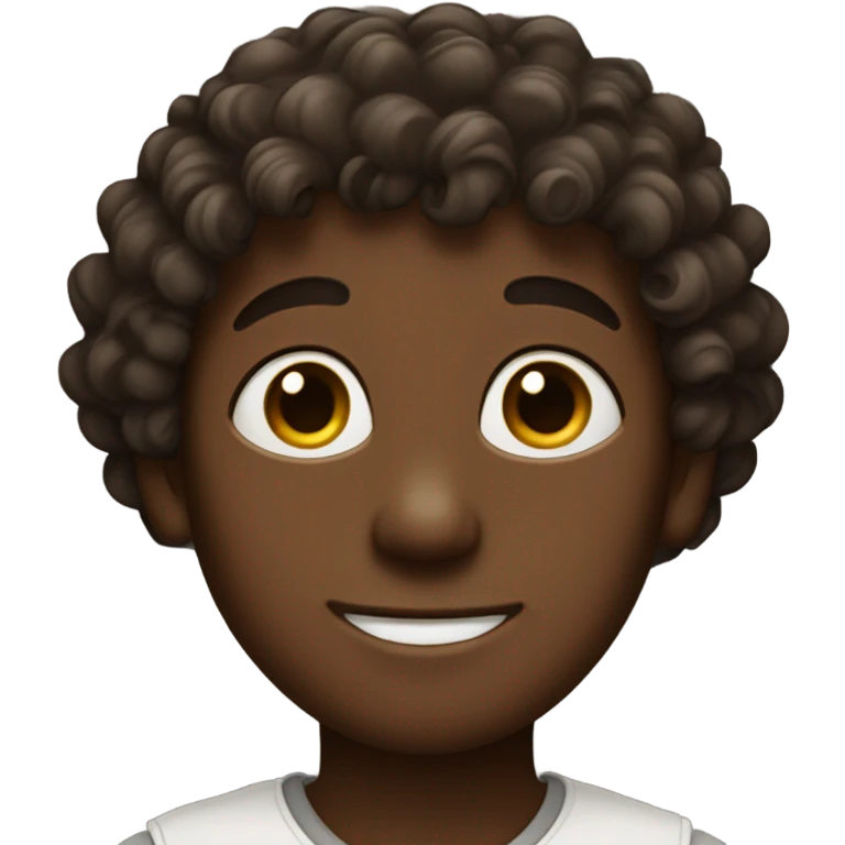 a boy with curly hairs, dark skinned and dimple on his chin emoji | AI ...