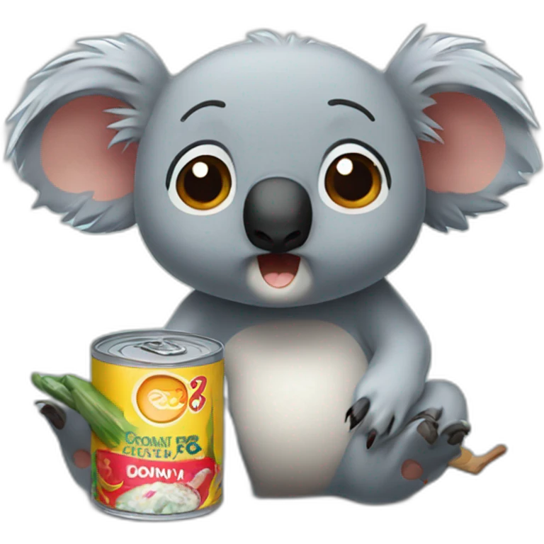 grumpy koala eating tuna in a can emoji | AI Emoji Generator
