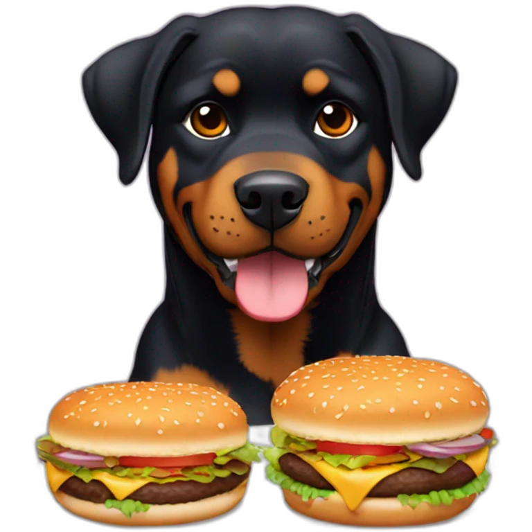 Rottweiler comiendo hamburguesas emoji | AI Emoji Generator