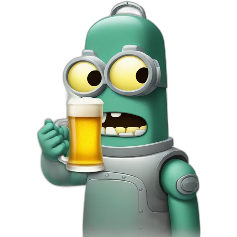 Bender of Futurama with a beer emoji | AI Emoji Generator