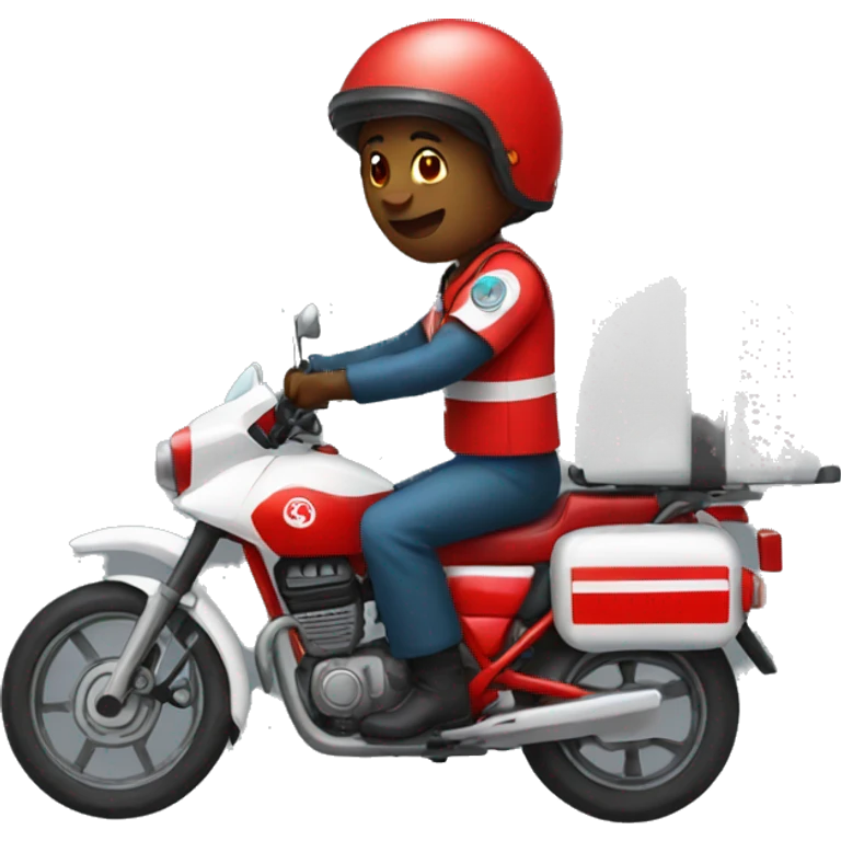 a red ambulance motorcycle rider in Rwanda emoji | AI Emoji Generator
