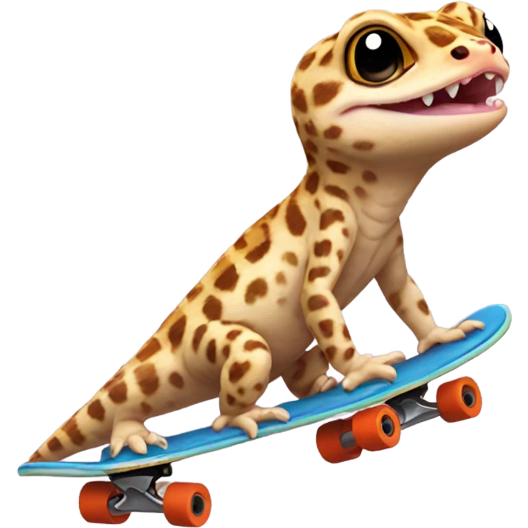 Leopard gecko riding a skateboard emoji | AI Emoji Generator