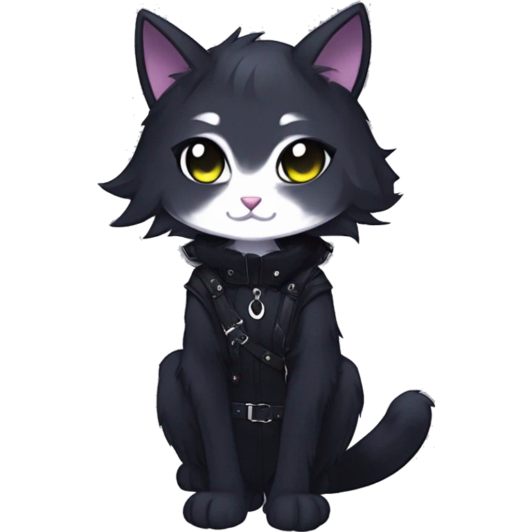 Gorgeous furry gothic dark techwear anime style anthro black cat furry ...