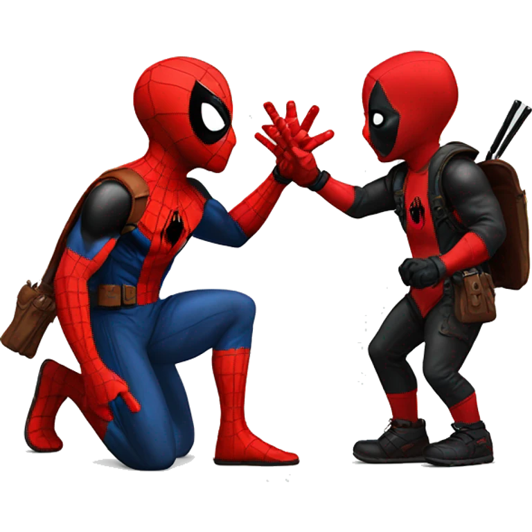 Spider-man and deadpool high five emoji | AI Emoji Generator
