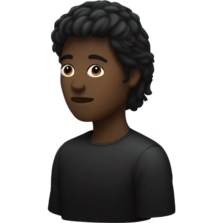 dark coloured silhouette with short hair and a mullet emoji | AI Emoji ...