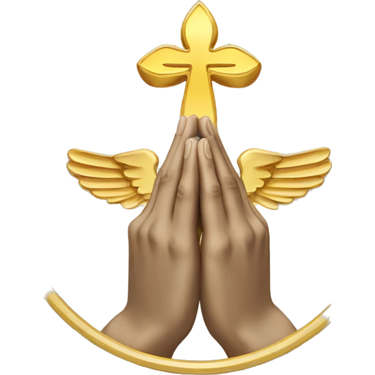 Praying hands under floating golden holy trinity symbol emoji | AI ...