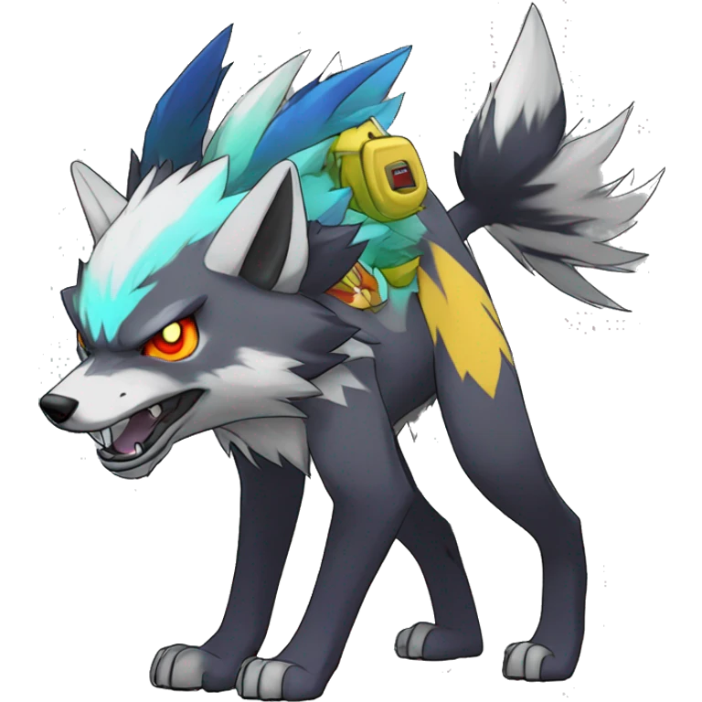 Cool Edgy Colorful Digimon-Fakemon-Wolf with edgy markings full body ...
