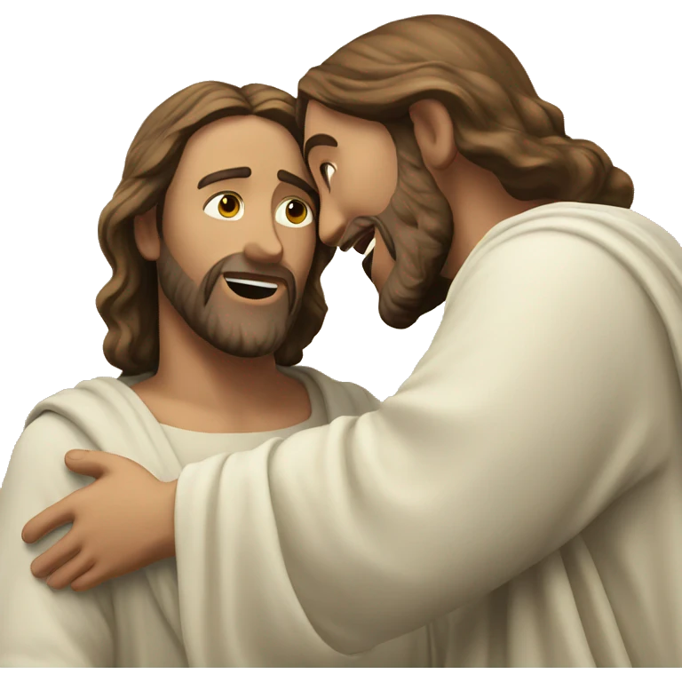 Jesus being hit on the other cheek emoji | AI Emoji Generator