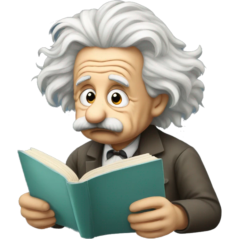 albert einstein sad reading book forward emoji | AI Emoji Generator