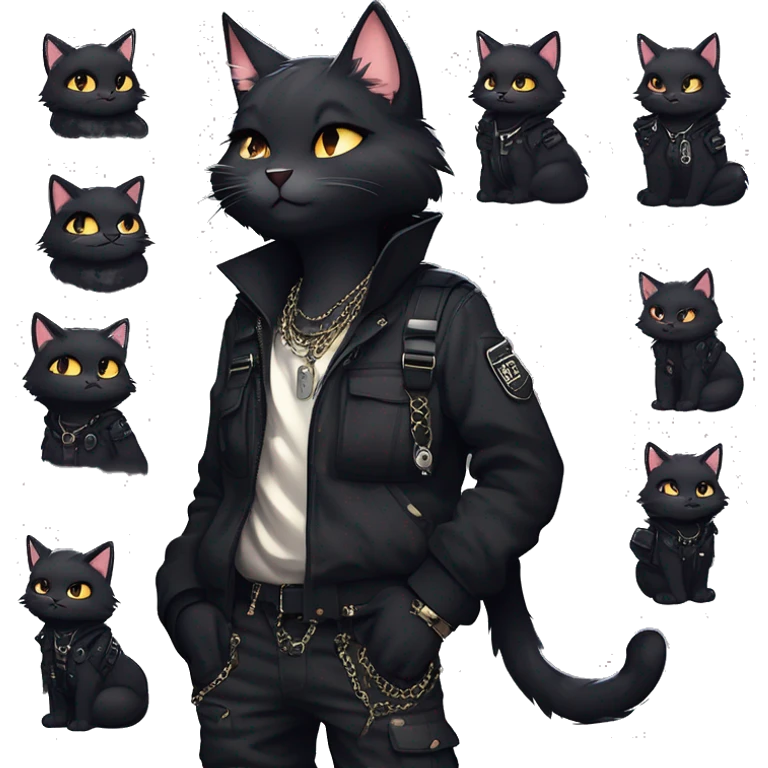 Gorgeous furry gothic dark techwear anime style anthro black cat furry ...