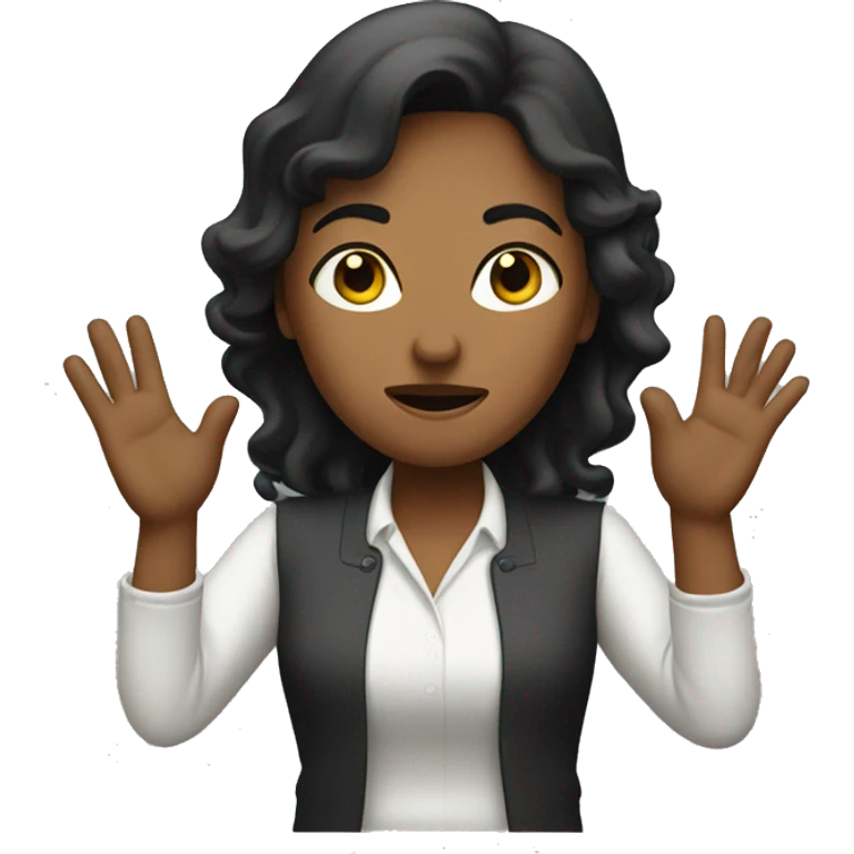 Women with her hands up in defense emoji | AI Emoji Generator