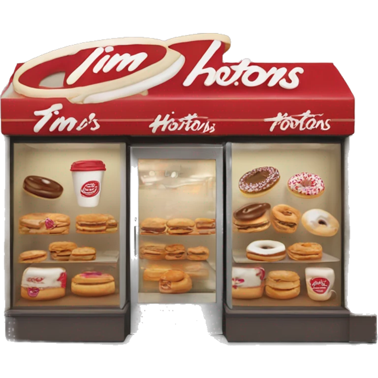 “Tim Hortons store with a red and white color scheme, featuring the ...