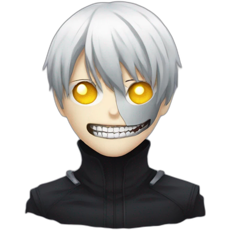 Ken kaneki wearing his ghoul mask emoji | AI Emoji Generator