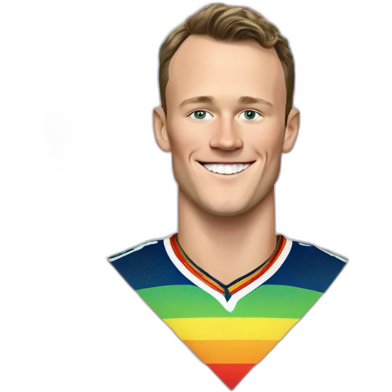 Jonathan Toews inside a rainbow heart emoji | AI Emoji Generator