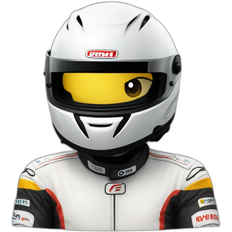 F1 racer; crossing arms; full face helmet emoji | AI Emoji Generator