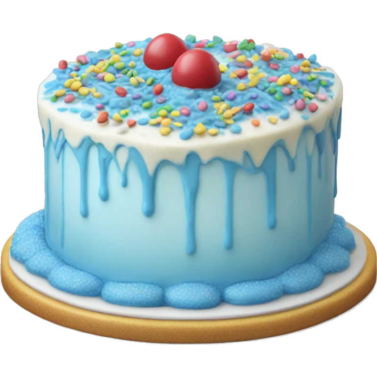 Realistic Blue icing vanilla cake with sprinkles emoji | AI Emoji Generator