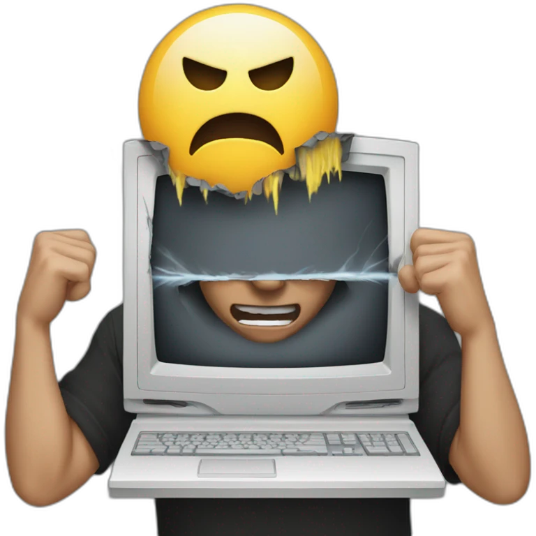 michael destroys his computer in rage emoji | AI Emoji Generator