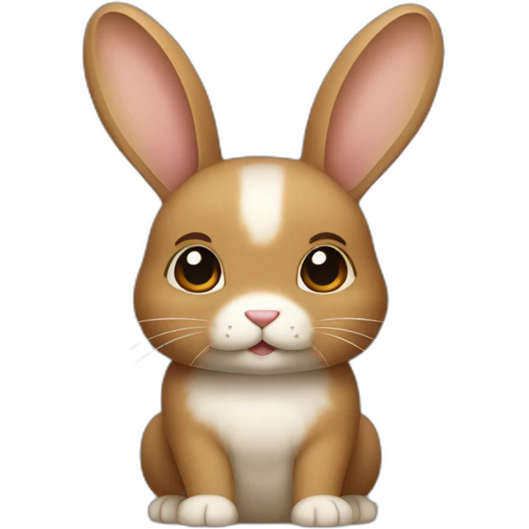Light and dark brown Japanese rabbit with light brown ears emoji | AI ...