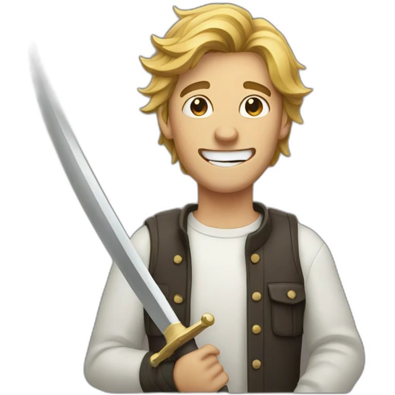 Guy in his twenties holding a sabre between his teeth emoji | AI Emoji ...