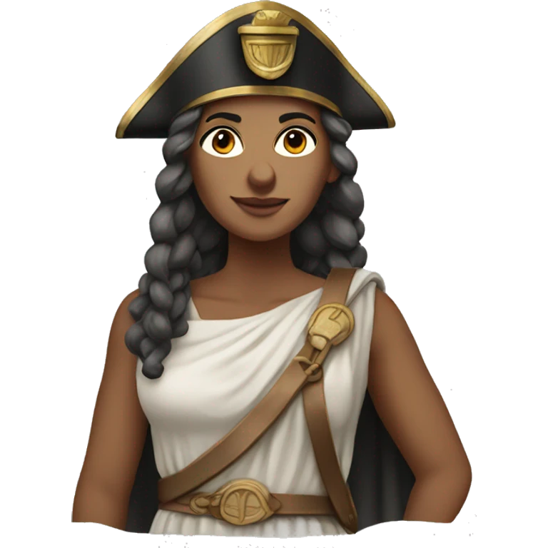 Ancient Greek female ship captain at the hlm emoji | AI Emoji Generator