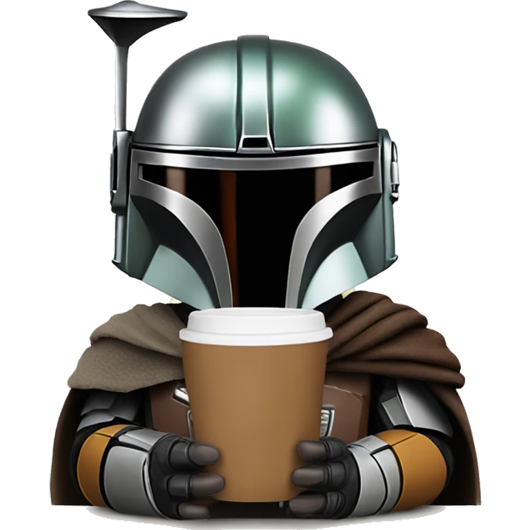 Mandalorian and grogu with coffee emoji | AI Emoji Generator