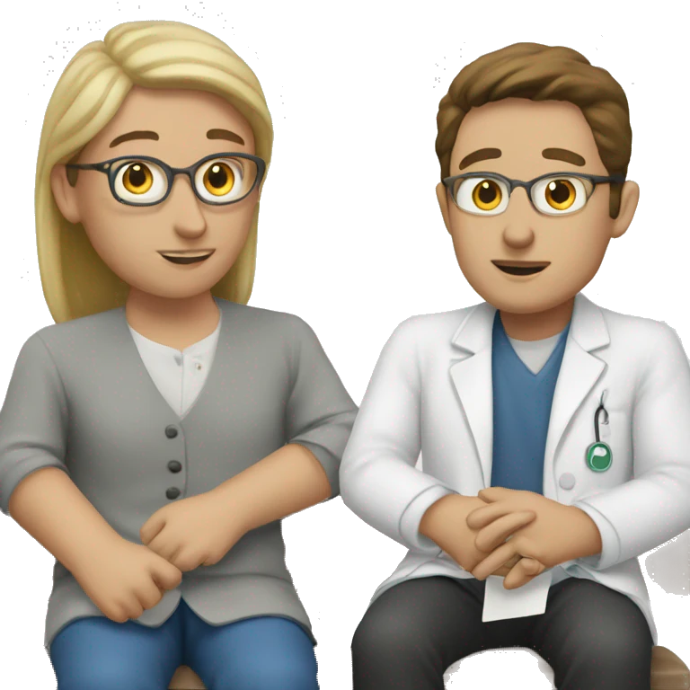 Psychologist teaching patient emoji | AI Emoji Generator