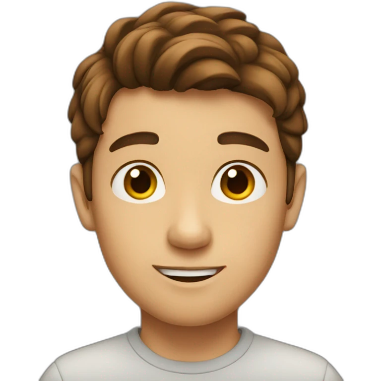 a boy with brown hair in front emoji | AI Emoji Generator