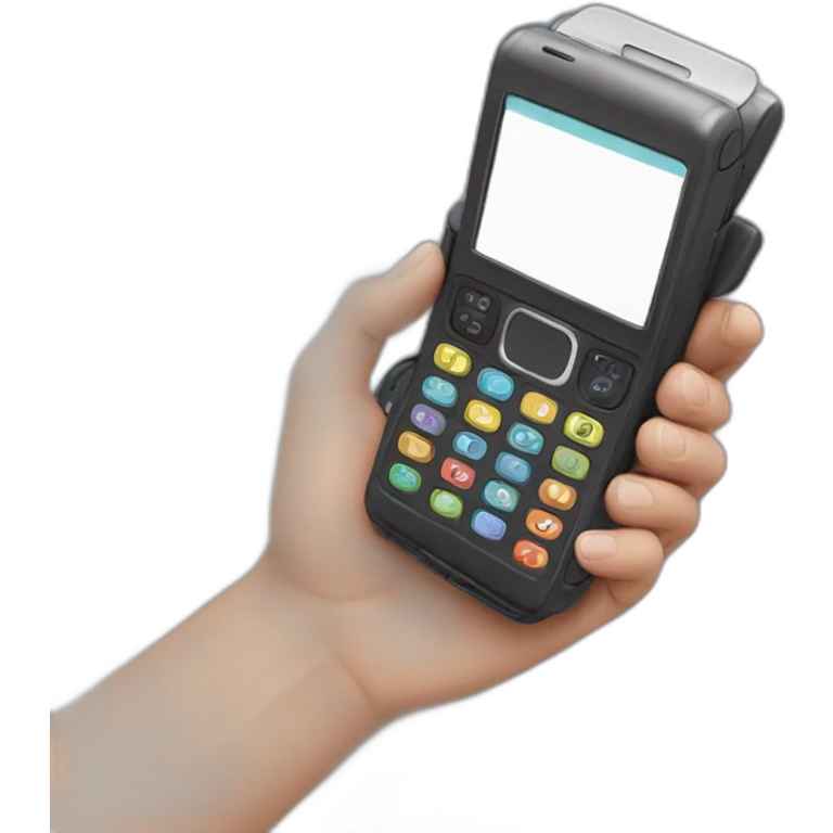 Hand holding fold out clamshell flip phone emoji | AI Emoji Generator