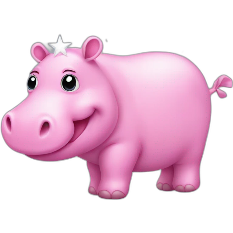 cute pink hippo with a star near its head emoji | AI Emoji Generator