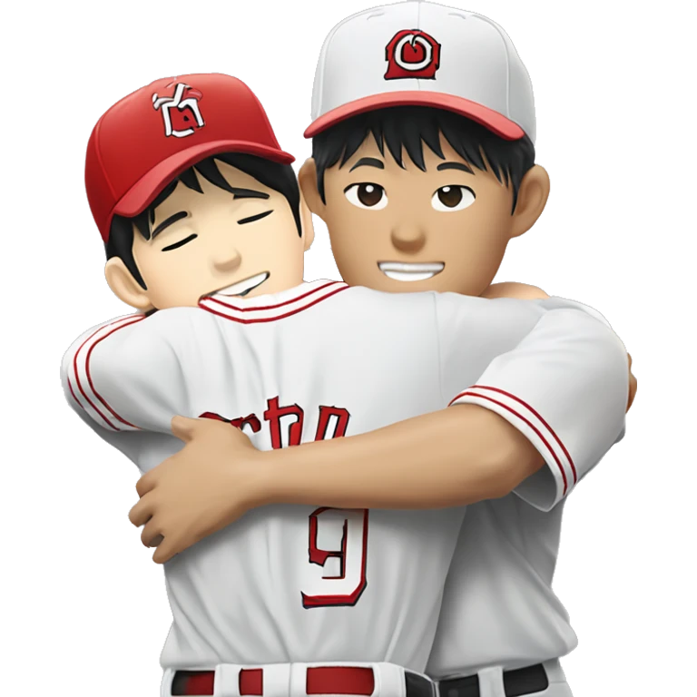 Shohei Ohtani, yoshinobu Yamamoto, Roki sasaki hugging emoji | AI Emoji Generator