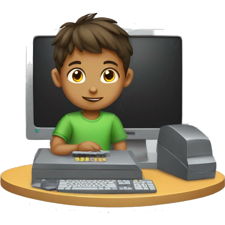 Boy kid play computer emoji | AI Emoji Generator