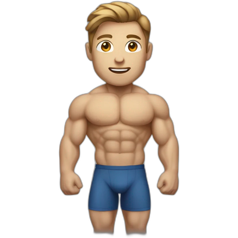 Bodybuilder, whole body, training, white skin, light brown hair emoji ...
