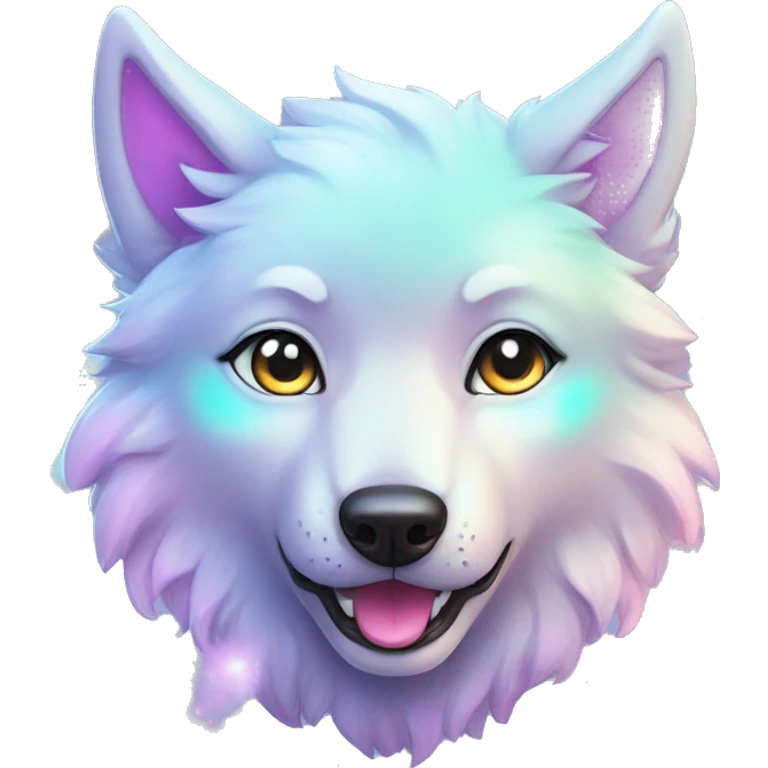 kawaii shiny pastel nebula wolf emoji | AI Emoji Generator