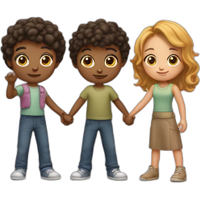 3 siblings back to back crossing hands emoji | AI Emoji Generator