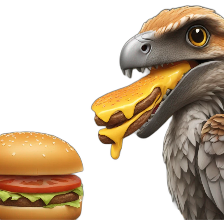 raptor eats burger emoji | AI Emoji Generator