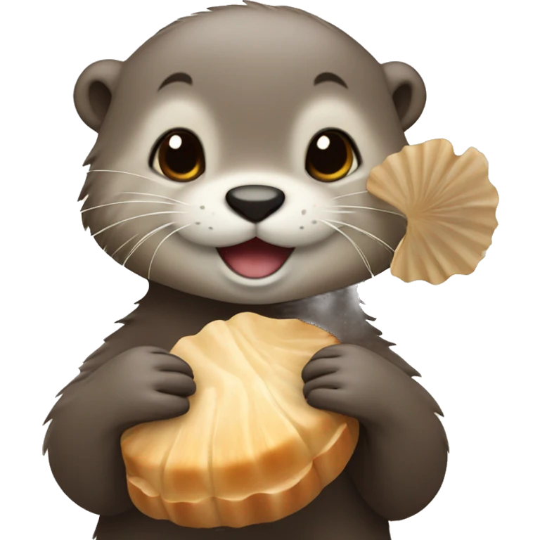 Cute Otter holding ten scallops emoji | AI Emoji Generator
