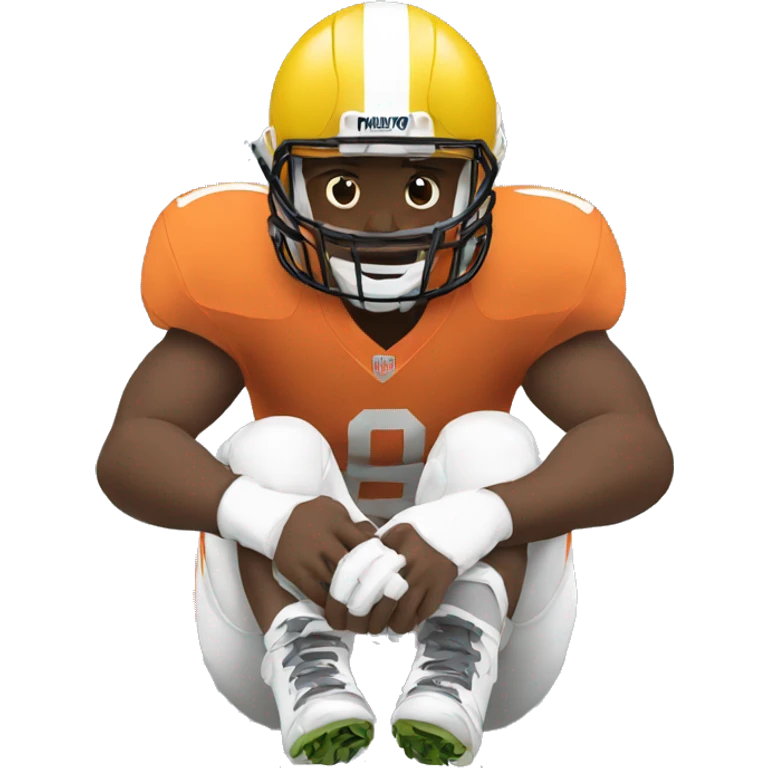 football player sitting down holding his knee emoji | AI Emoji Generator